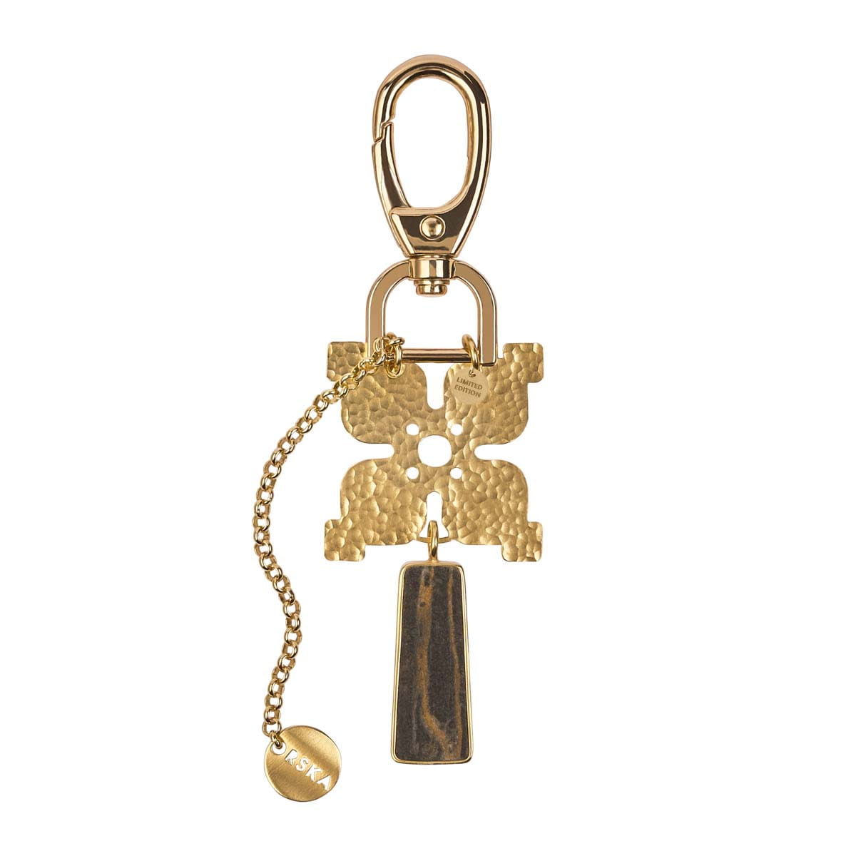 Gold-plated keychain with ceramic in the shape of a flower from the ...